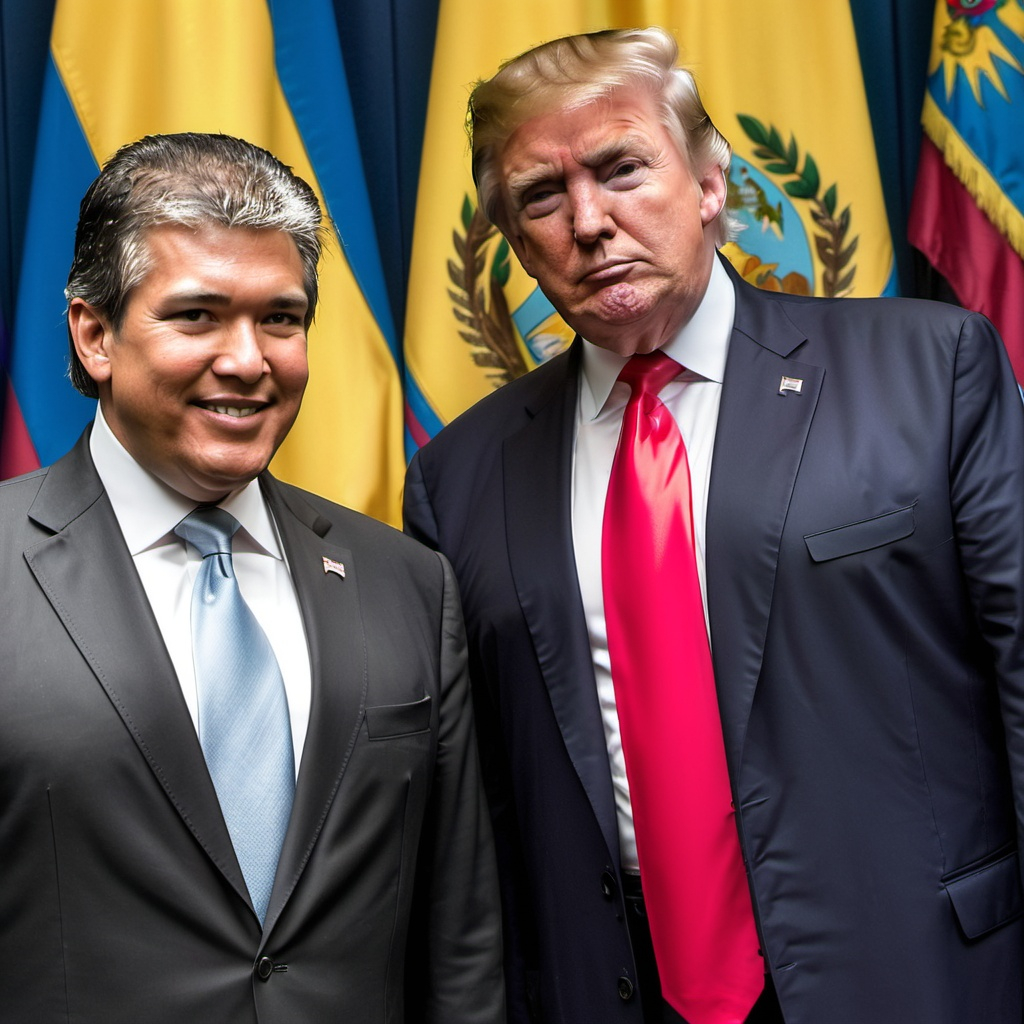 Ecuador's President Daniel Noboa next to Donald Trump