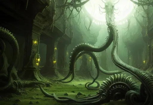 fantasy, lovecraftian creature, horror, alien squid...