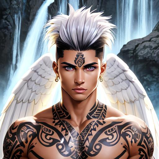 Androgynous male, muscular jawline, angelic face, be... | OpenArt