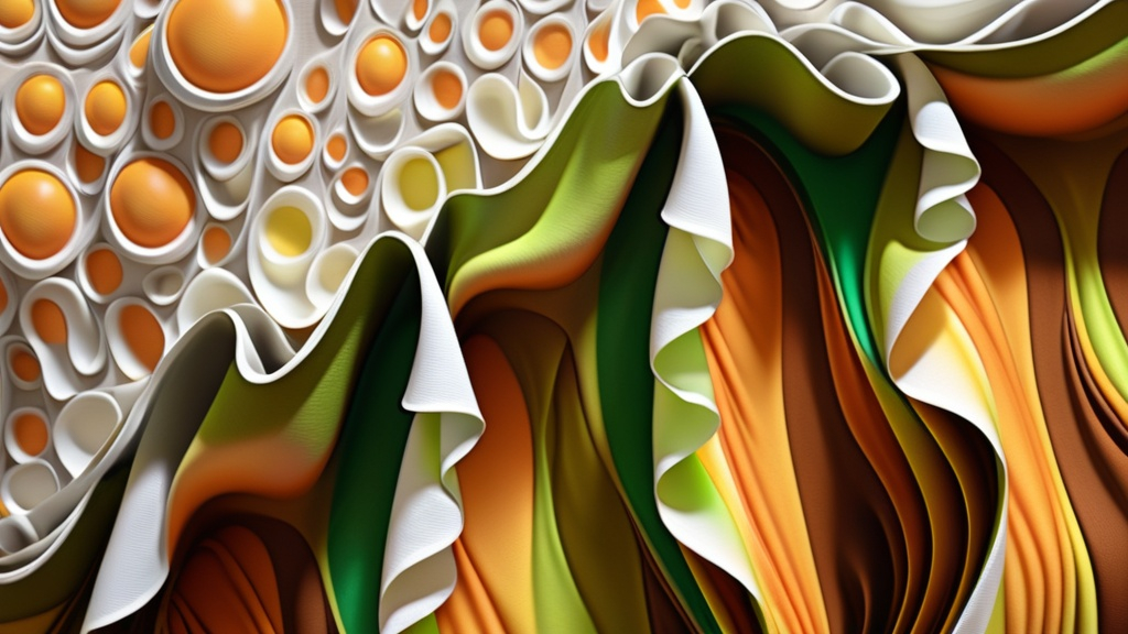 frilly wavy bubbly intricate pattern of a fabric in...