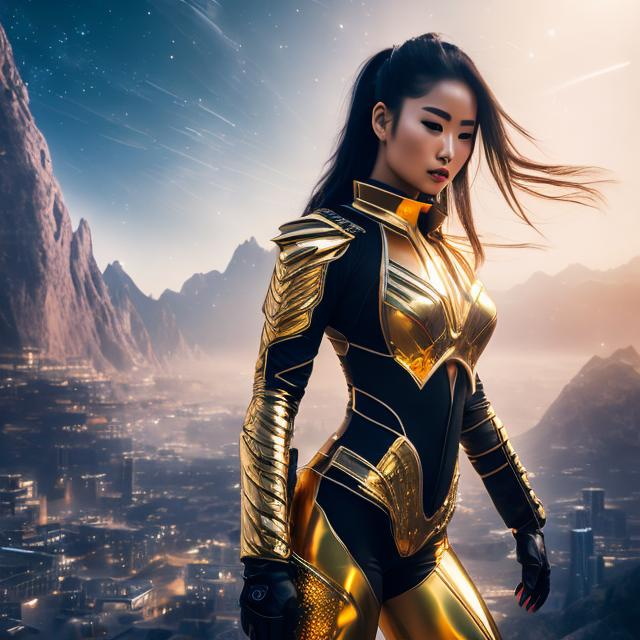 create photograph of beautiful female ninja who is w...