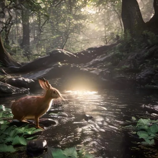 a wendigo hunting down a human in a woodland landsca... | OpenArt