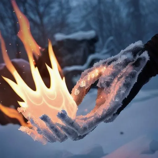a ice hand on fire | OpenArt