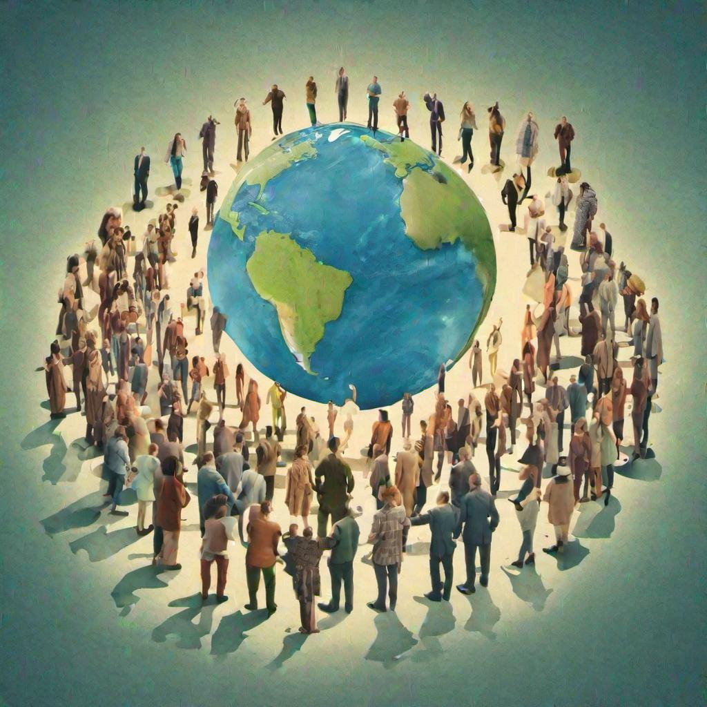 Poster of earth with people standing on it together