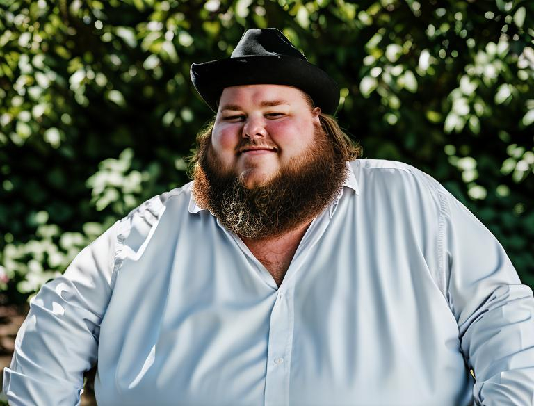 A fat white dutch man, With blue eyes and a double c...