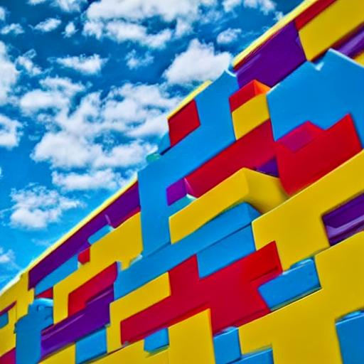 Moving Legos bricks sky clouds abstract | OpenArt