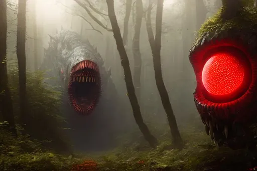 Floating Head with Red Skin and White Eyes, A little...