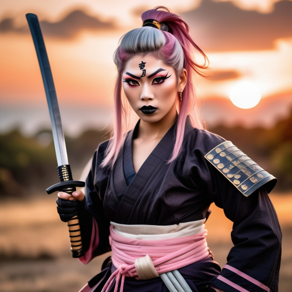 A gorgeous muscular 21-year-old Japanese drag queen...