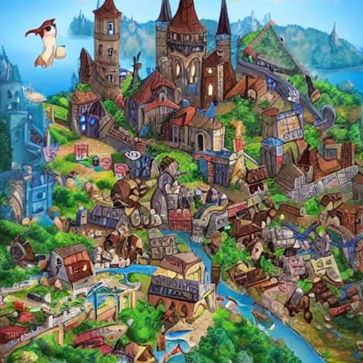 cute little magic town, medieval fantasy | OpenArt