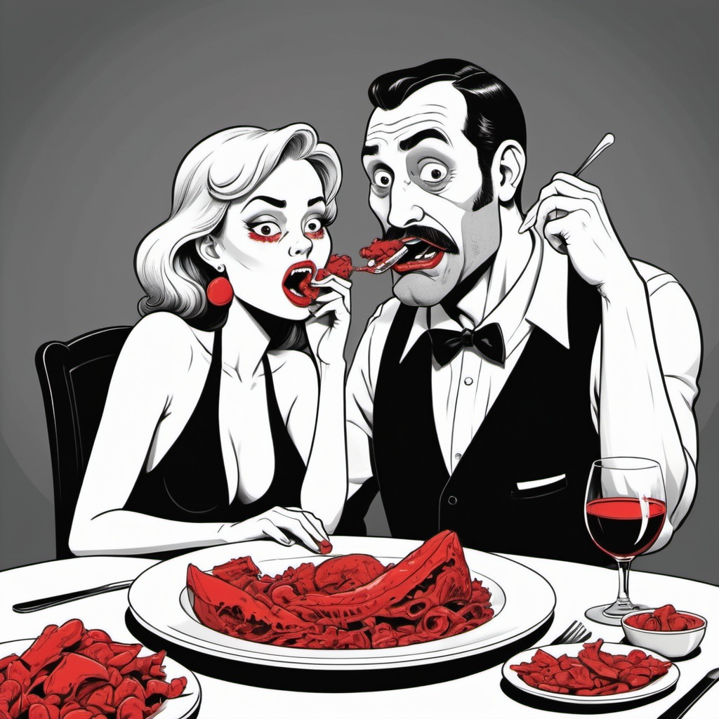 The art of sophisticated cannibalism. Black and whit... | OpenArt