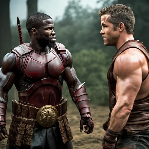 ryan reynolds as a warrior fighting kevin hart as a... | OpenArt