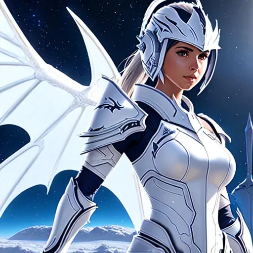 Naomi Scott, white Dragoon Artifact armor from FFXIV...