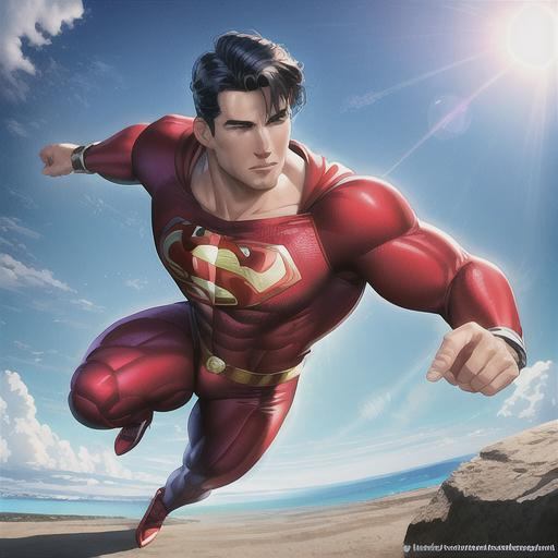 Photorealistic Superman, Full Body Action Pose, Hype...