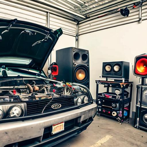 An car mechanic garage with a lot of festival sound... | OpenArt