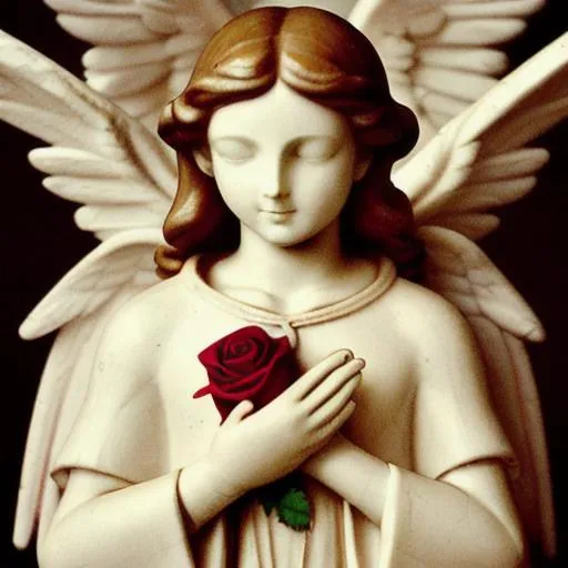 Angel with a rose on his hands | OpenArt