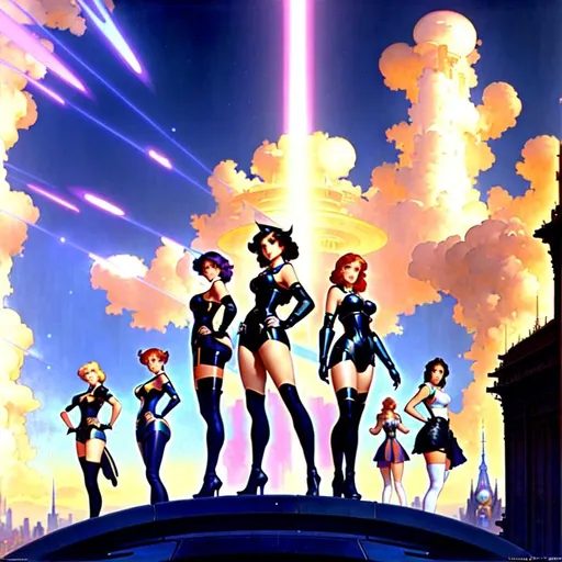 Eight gorgeous gynoid sister-muses witness the Battl... | OpenArt