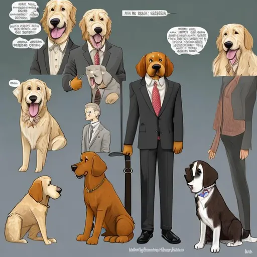 The anthropomorphic big old Golden Retriever dog is... | OpenArt