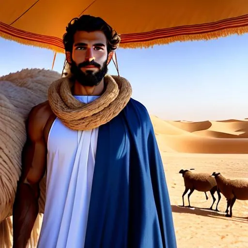 Jesus Christ in a white robe sitting with a great wa... | OpenArt