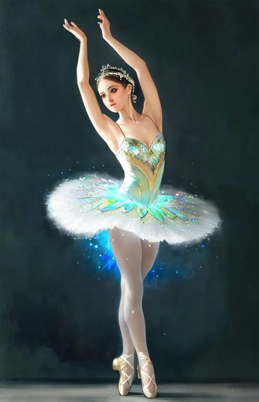 Photorealistic portrait of a beautiful ballerina wea...