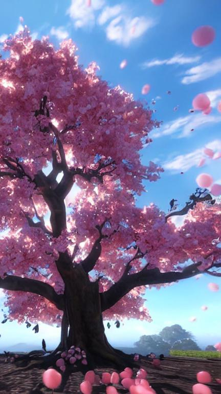 giant cherry tree of live, fully displayed fantasy,...