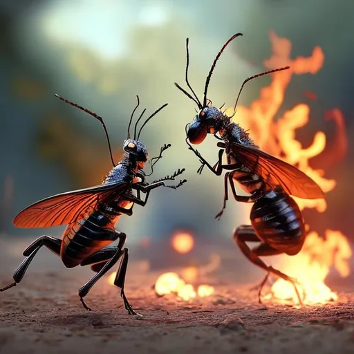 Bugs Fighting with fire