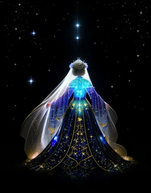 Whimsical, very beautiful princess with a dress of l...