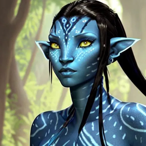 a beautiful na'vi woman from movie avatar with black... | OpenArt