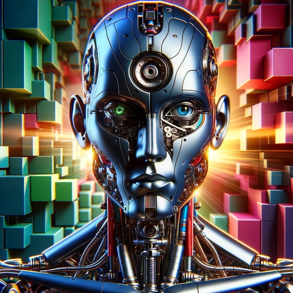 Photo of a state-of-the-art android, presenting its...