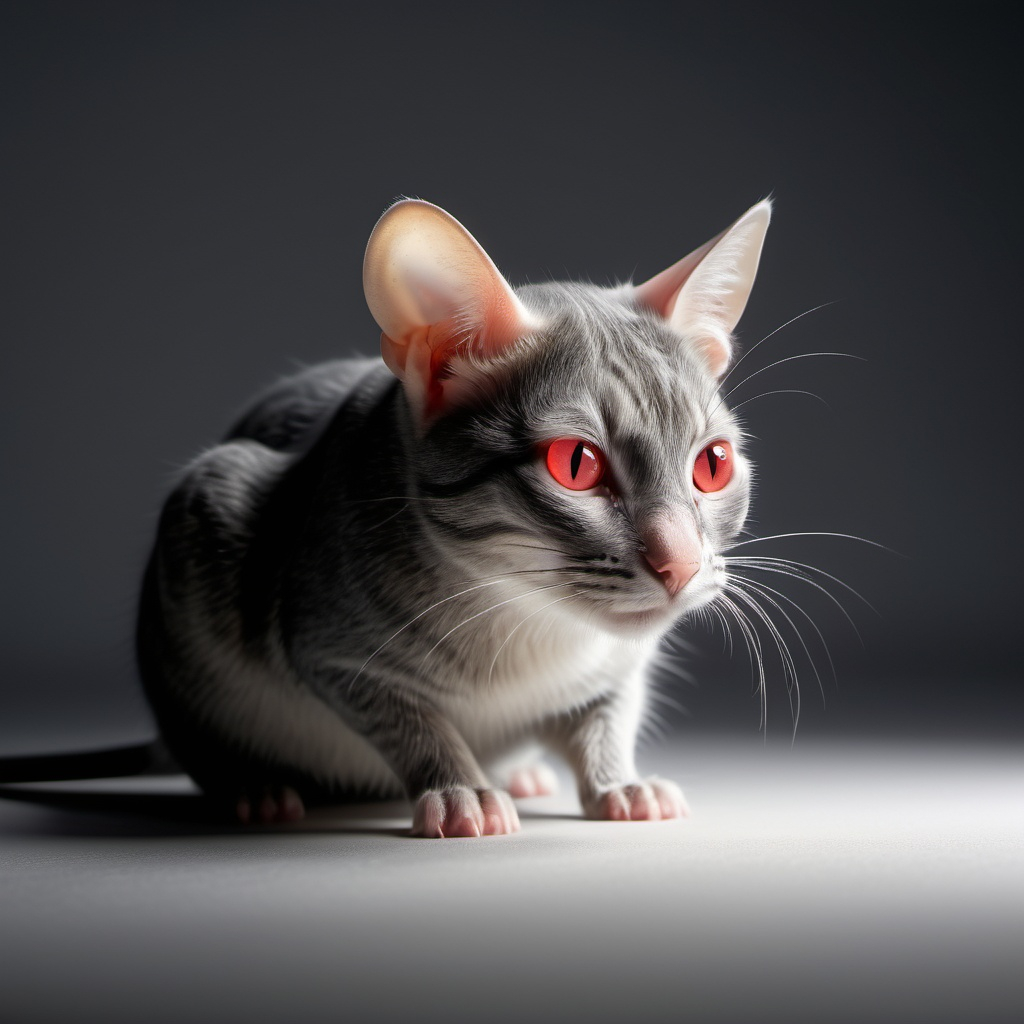 hybrid of cat and mouse half cat half mouse, high qu...