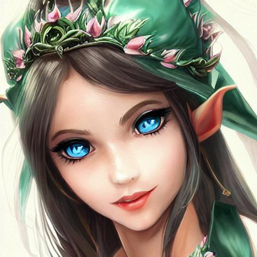 very beautiful elf princess, smiling, flirty, eye co... | OpenArt
