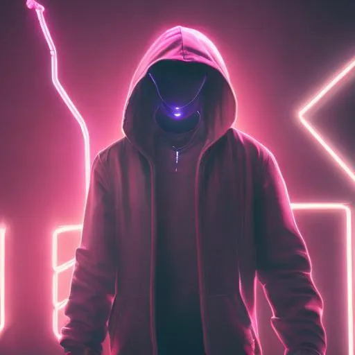 Quality, 8k, cyberpunk, neon back lighting, masked h...