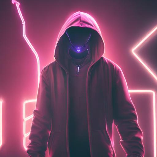 Quality, 8k, cyberpunk, neon back lighting, masked h...
