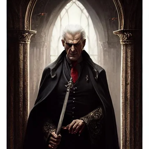 photorealistic Portrait of an angry {Ancient Vampire...