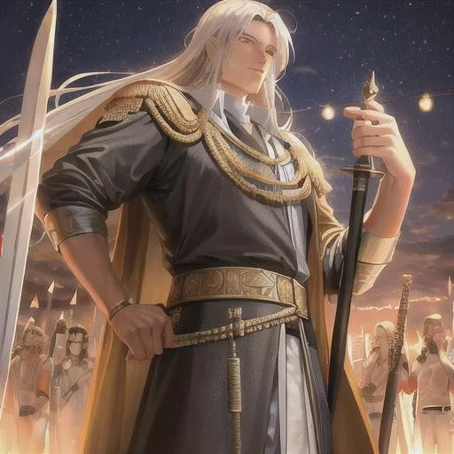 A legendary ancient israel king holding a sword that... | OpenArt