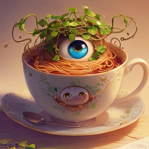 the spaghetti string vines big cute eyes and looks s... | OpenArt