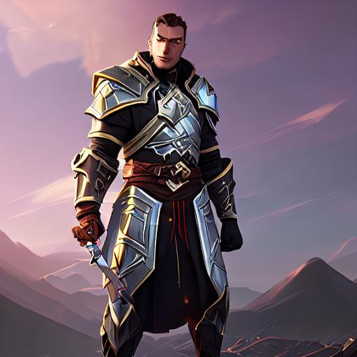 A paladin holding a sword. Silver plate armor, he we... | OpenArt