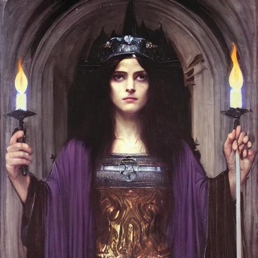 hecate portrait painting style of john william wate...