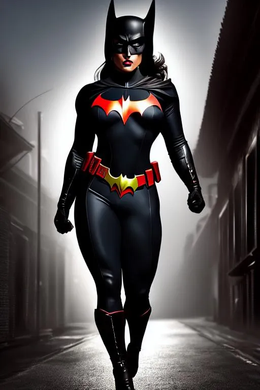 realistic detailed image of a curvy, muscular batwom... | OpenArt