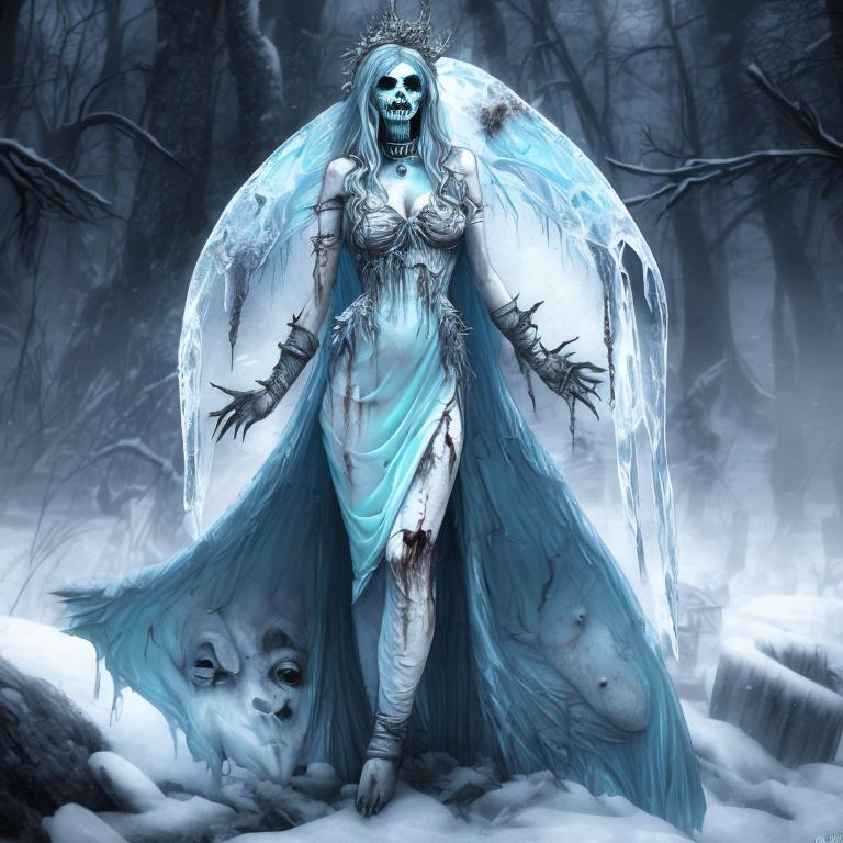 Broken Ice goddess, fallen from grace, undead, zombi...