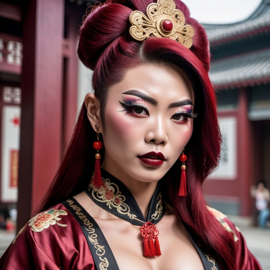 gorgeous muscular 25-year-old Chinese drag queen (st...