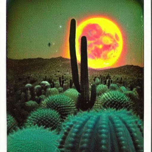 Vhs vintage polaroid surreal trippy landscape cactus...
