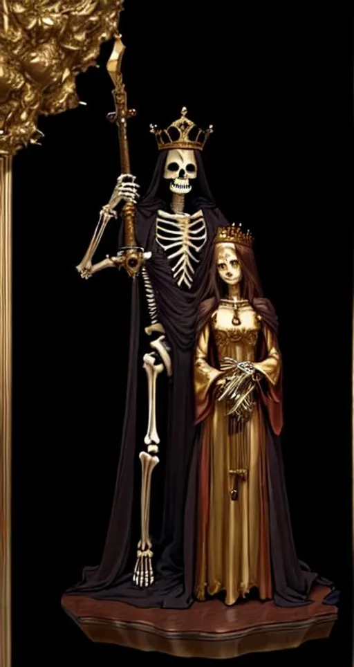 A large sculpture that consists of a human skeleton... | OpenArt