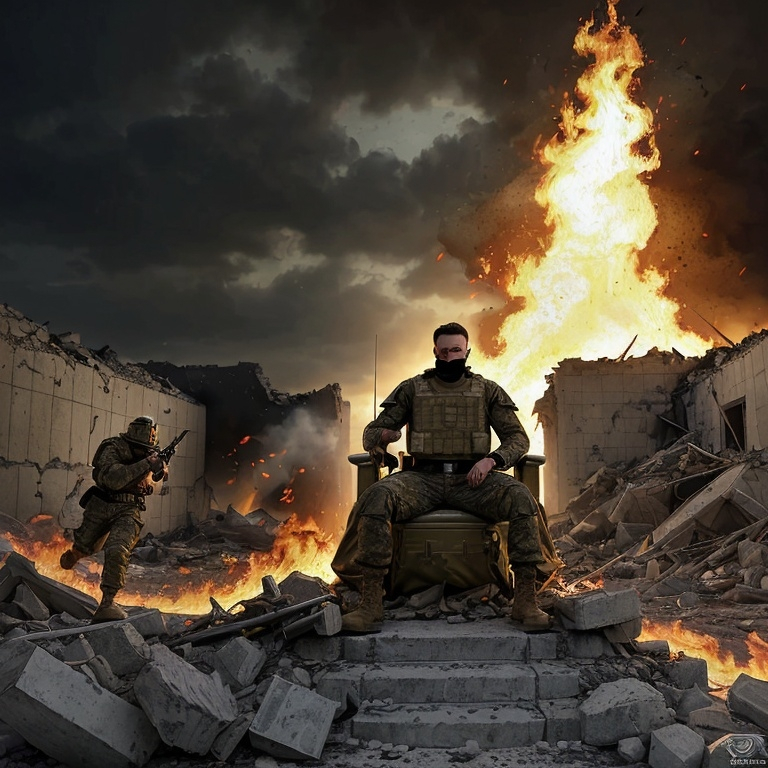 hyper-realistic tactical soldier returning to his th...