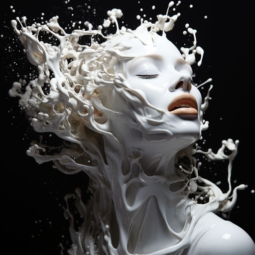 liquid heads trying to escape from eachother, white...