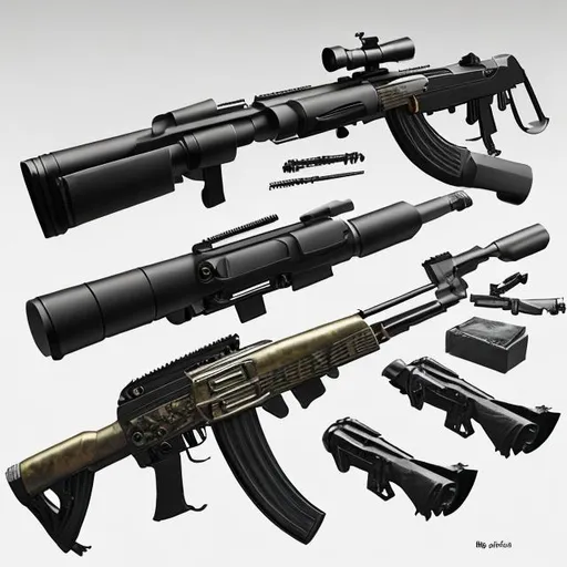 futuristic gun, 2D, 3D render, cyberpunk design, hig... | OpenArt