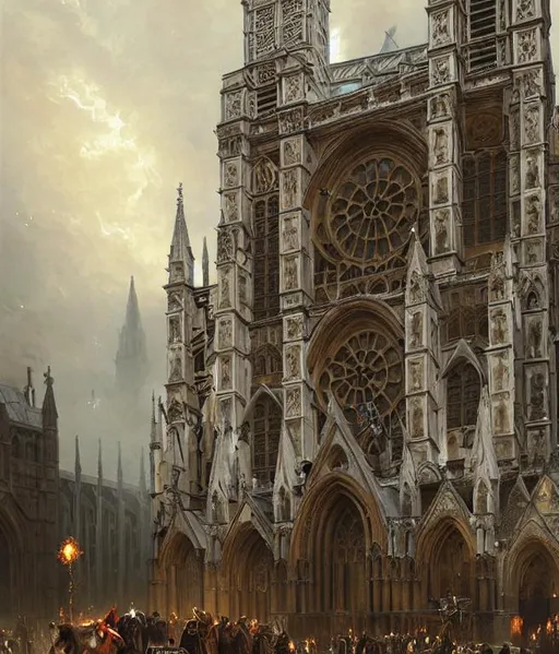 a fantasy rpg cathedral place in a city , cinematic... | OpenArt