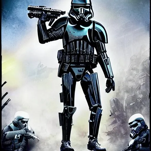 2 Imperial Shadow Troopers with guns, on a hill, wit... | OpenArt