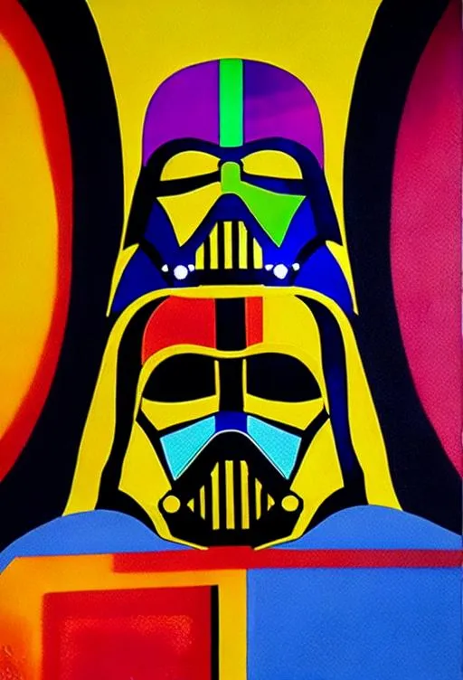 “Stained glass tall cathedral window of Darth Vader...