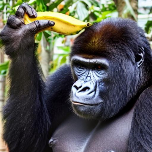 tall buff gorilla eating banana | OpenArt