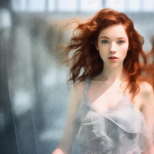Red haired, ethereal girl, 8k,